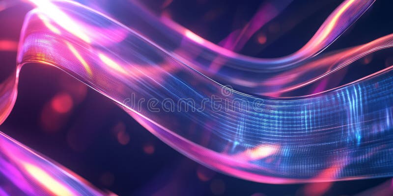 A High-tech Abstract Background with Glowing Holographic Ribbons ...