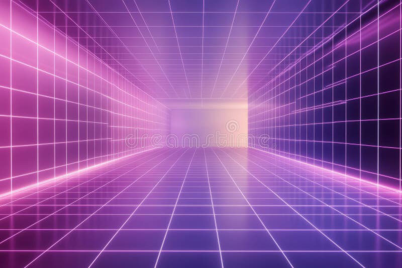 High Tech Abstract Background Glowing Wireframes Soft Vaporwave ...