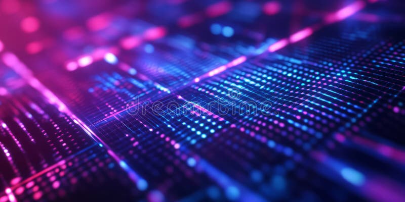 A High-tech Abstract Background with a Grid of Pulsating Holographic Tiles, Shifting Dynamically ...