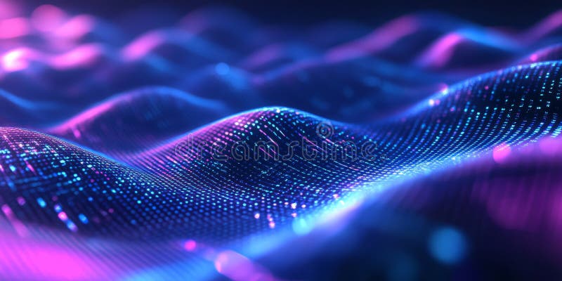 A High-tech Abstract Background with a Grid of Pulsating Holographic Tiles, Shifting Dynamically ...