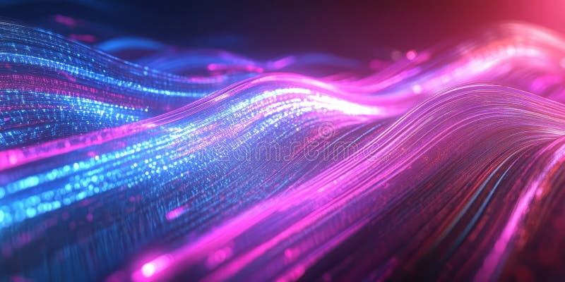 A High-tech Abstract Background with Infinite, Glowing Neon Ribbons ...