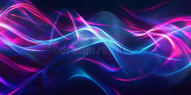 A High-tech Abstract Background with Infinite, Glowing Neon Ribbons ...