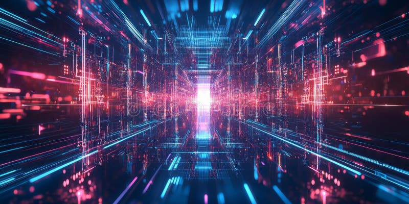 A High-tech Abstract Background Showcasing Layered Neon Geometric ...