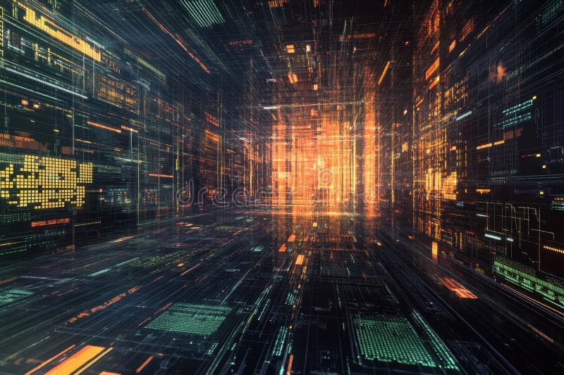 High-tech Abstract Digital Landscape Showcasing Vibrant Data Streams ...