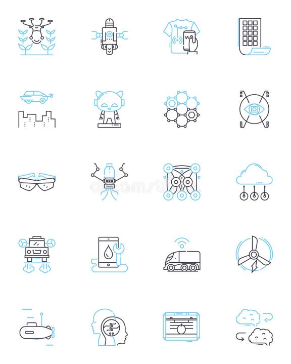 High-tech Advancements Linear Icons Set. Robotics, D Printing ...