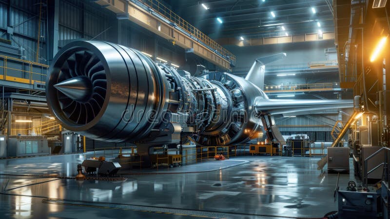 Advanced Aerospace Engine Production Facility with Precision Tools and ...