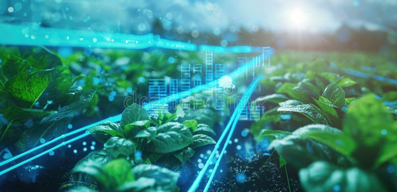 High-Tech Agricultural Solutions in a Vibrant Field Background. Stock ...