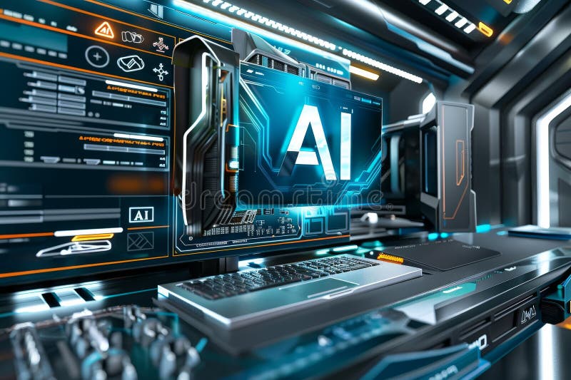 High Tech AI Control Panel with Glowing Digital Interface Stock ... High Tech AI Control Panel with Glowing Digital Interface Stock ...