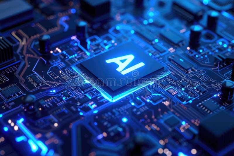 High-Tech AI CPU with Speeding Effects. Stock Illustration ...