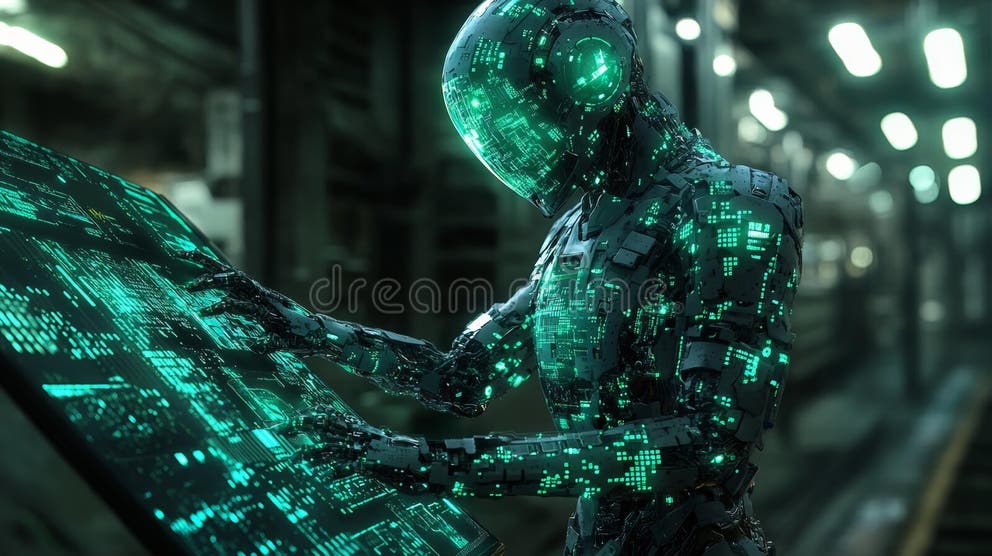 High-Tech AI Robot Operating a Digital Interface Generative AI Stock ...