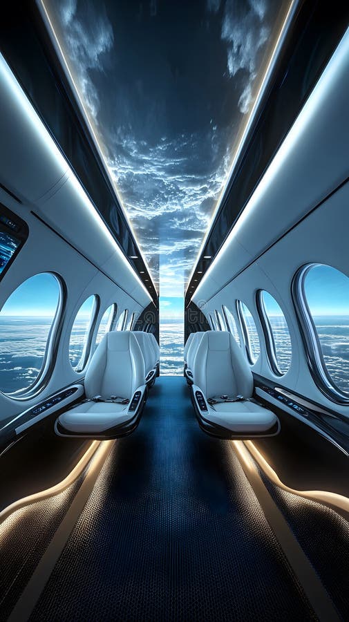 A High-tech Airplane Cabin with Futuristic Design Elements Stock ...