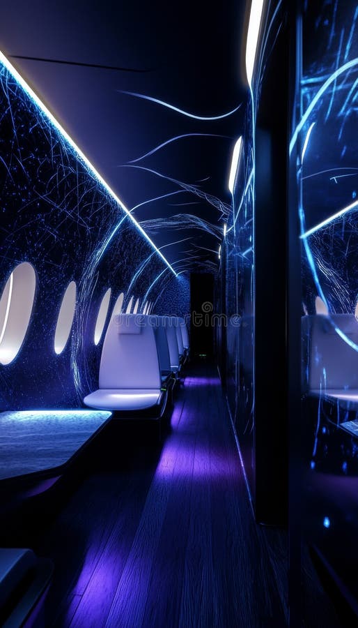 High Tech Airplane Interior with Optical Side Lighting for a Luxurious ...