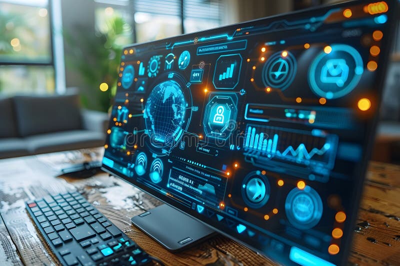 High-Tech Analytics Dashboard in Modern Office Setting - Data ...
