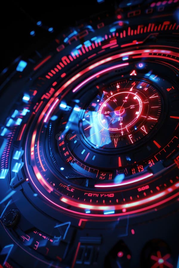 High-Tech Analyzer Panel with Red Light Accents Stock Image - Image of ...