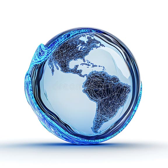 High-Tech Angled Globe Design in Wireframe Style Stock Illustration ...