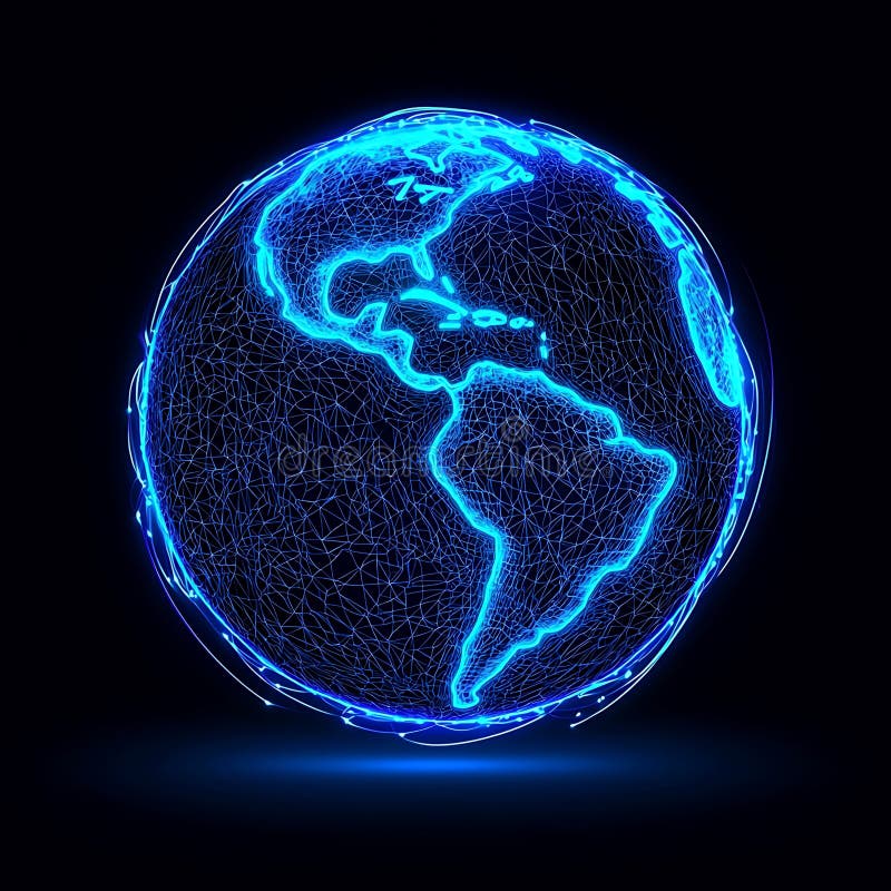 High-Tech Angled Wireframe Globe Design Stock Illustration ...