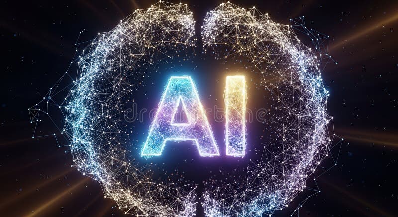 Futuristic AI Technology Background with Digital Brain, Neural Network, and Glowing Data ...