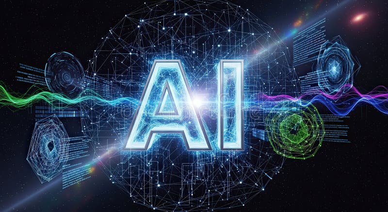 Futuristic AI Technology Background with Digital Brain, Neural Network, and Glowing Data ...