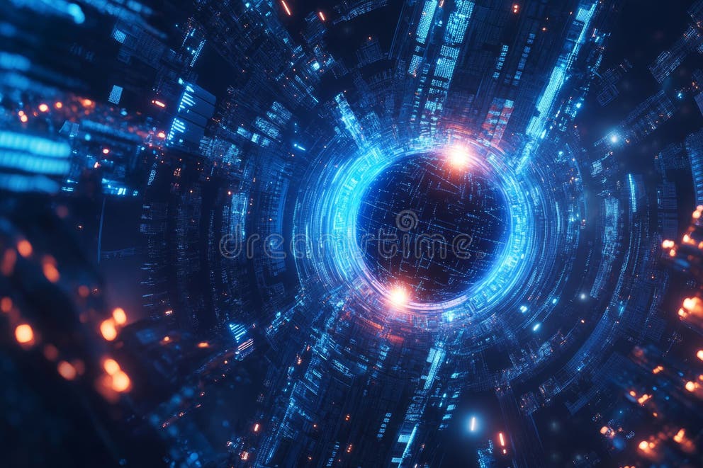 A High-tech Artificial Intelligence Core 3D Background Room with ...