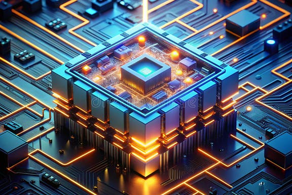 High-Tech Artificial Intelligence Core with Glowing Neon Circuits and ...