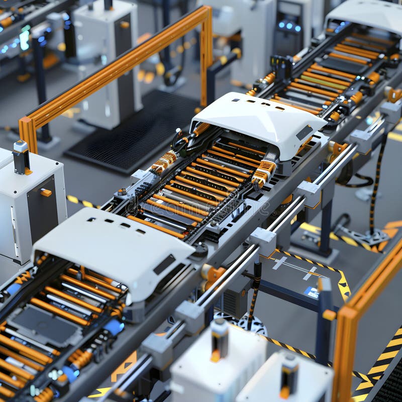 Modern Automated Assembly Line for Electronics Manufacturing Stock ... Modern Automated Assembly Line for Electronics Manufacturing Stock ...