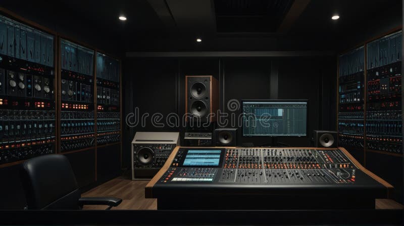 High-Tech Audio Recording Studio Stock Illustration - Illustration of ...