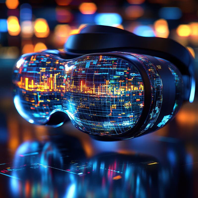 High-tech Augmented Reality Headset on Reflective Surface Stock Photo ...