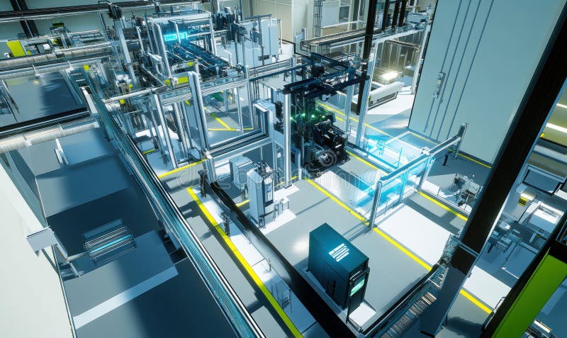 High-tech Automated Factory Interior with Industrial Machinery Stock ...