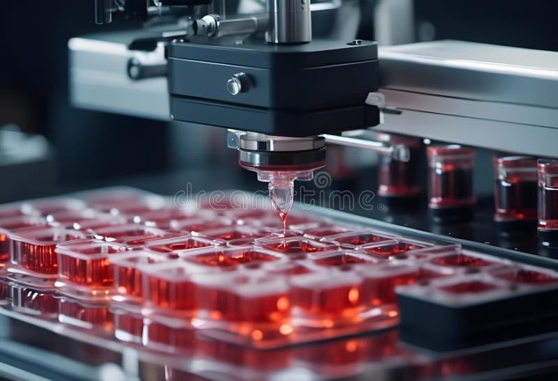 A High-tech Automated Machine Dispensing Red Liquid into Multiple ...