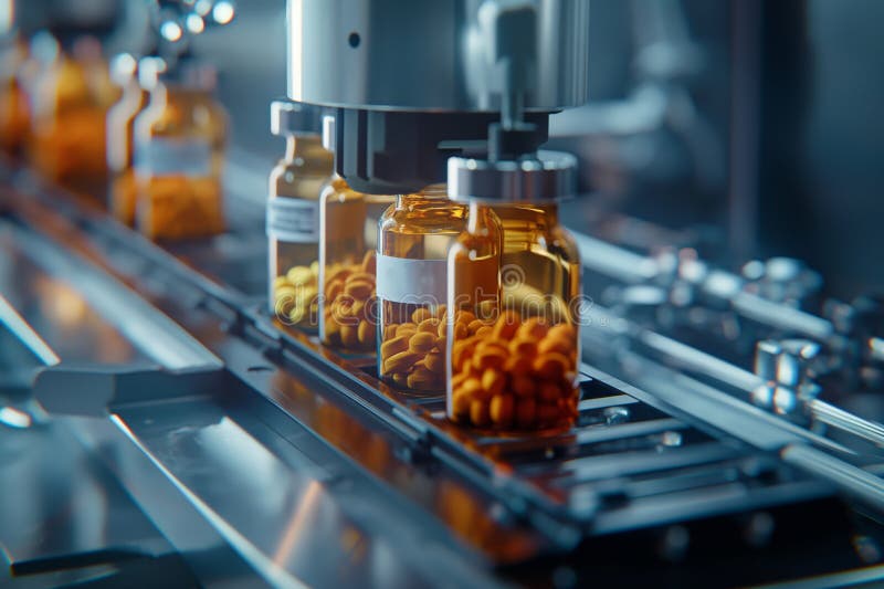 High-tech Automated Packaging Line in a Pharmaceutical Manufacturing ...