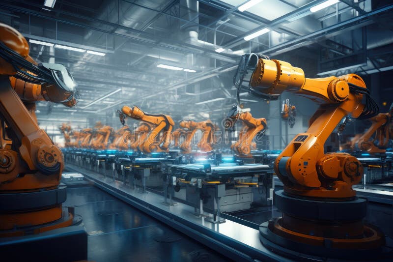 High-Tech Automation on the Factory Floor. Stock Illustration ...