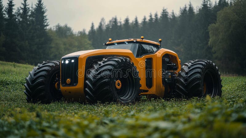 High-Tech Autonomous Tractor in Field Generative AI Stock Illustration ...