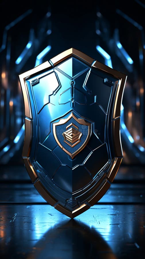 A High Tech Backdrop Complements a Glossy Shield in Captivating 3D ...