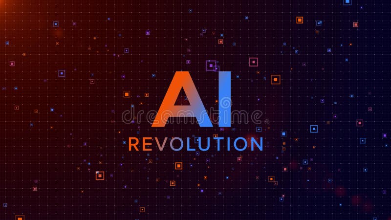 Futuristic AI Revolution Digital Background with Cyber Grid Stock ...