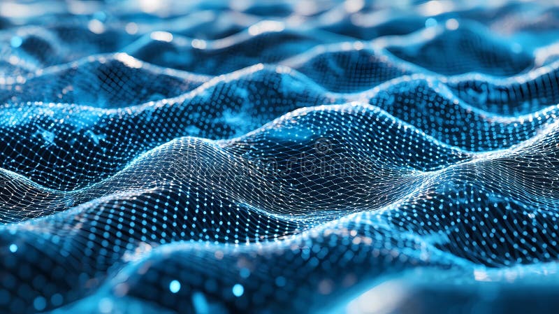 A High-tech Background with a Digital Mesh Network, Blue Tech ...