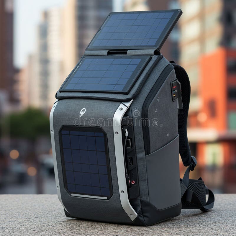 High-tech Backpack Featuring Integrated Solar Panels on Its Exterior ...