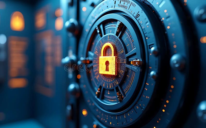 A High-tech Bank Vault with a Digital Lock and Encryption Interface ...
