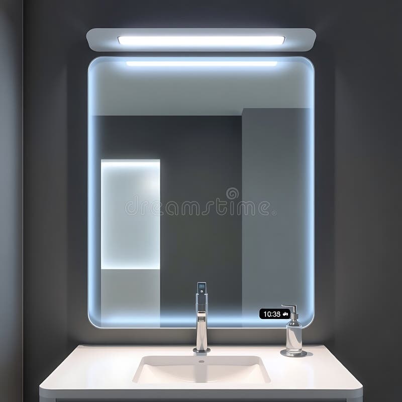High Tech Bathroom Vanity with a Smart Mirror Touch Sensitive Faucet ...