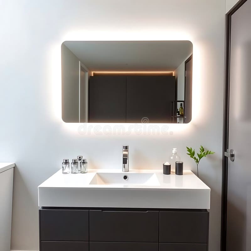 High Tech Bathroom Vanity with a Smart Mirror Touch Sensitive Faucet ...