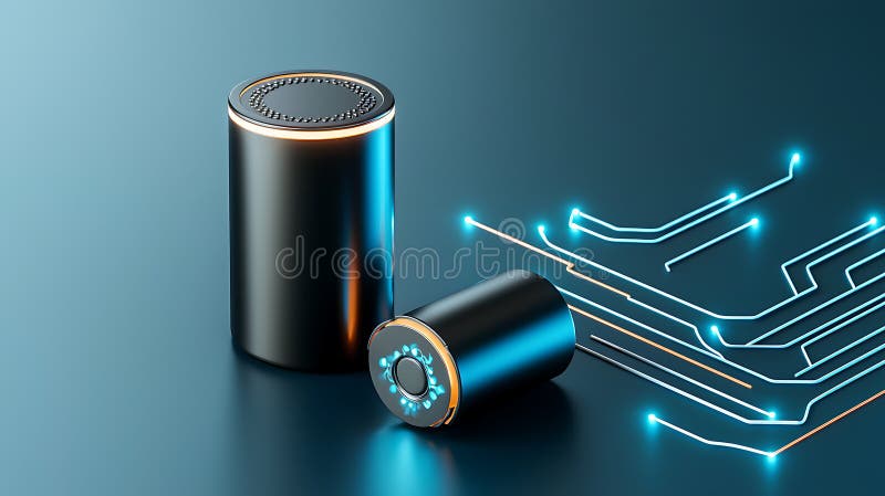 High Tech Batteries with Glowing Circuits, Showcasing Innovation and ...