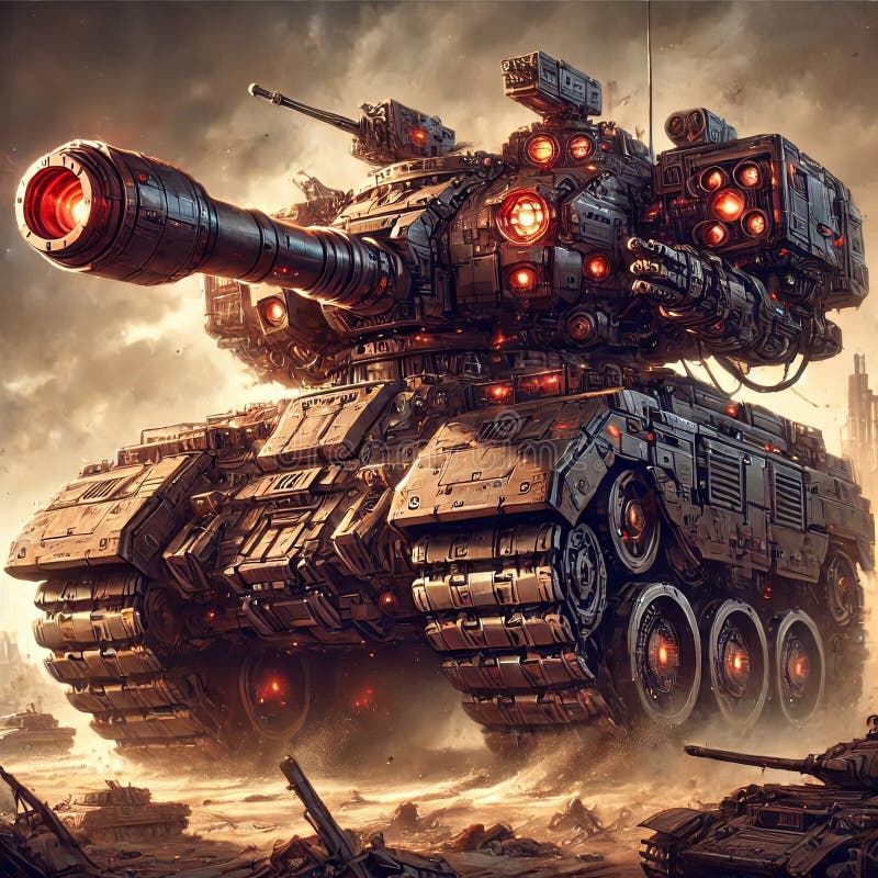 High-Tech Battle Tank in Apocalyptic Setting Stock Illustration ...