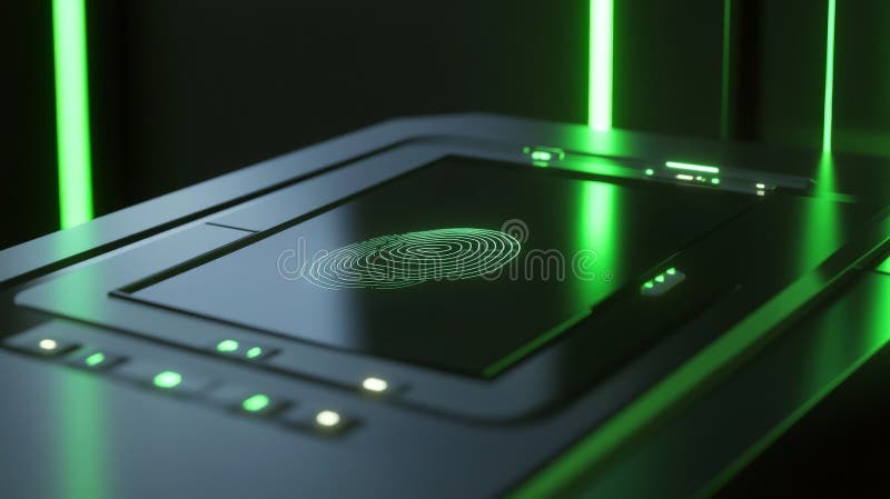 A High-tech Biometric Security Scan Showcasing a Fingerprint ID System ...