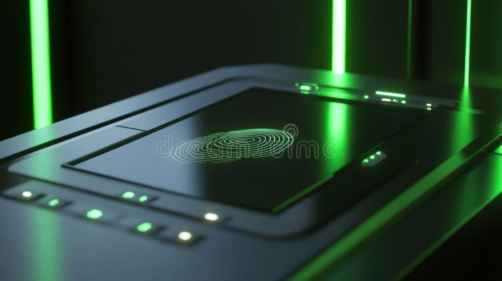 A High-tech Biometric Security Scan Showcasing a Fingerprint ID System ...