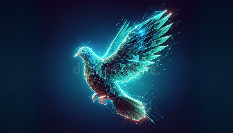 High-Tech Bird Illustration with a Neon Glow with Copy-Space Stock ...