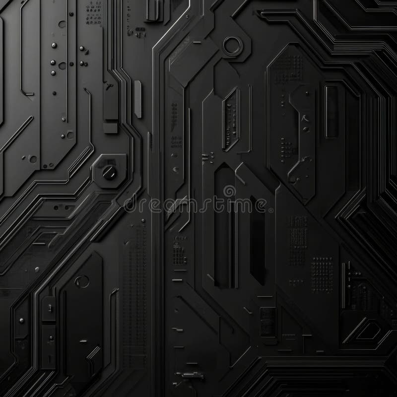 High-tech Black Circuit Board Design with Intricate Geometric Patterns ...