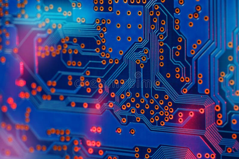 High Tech Blue Electronic Circuit Board Stock Photo - Image of chip ...