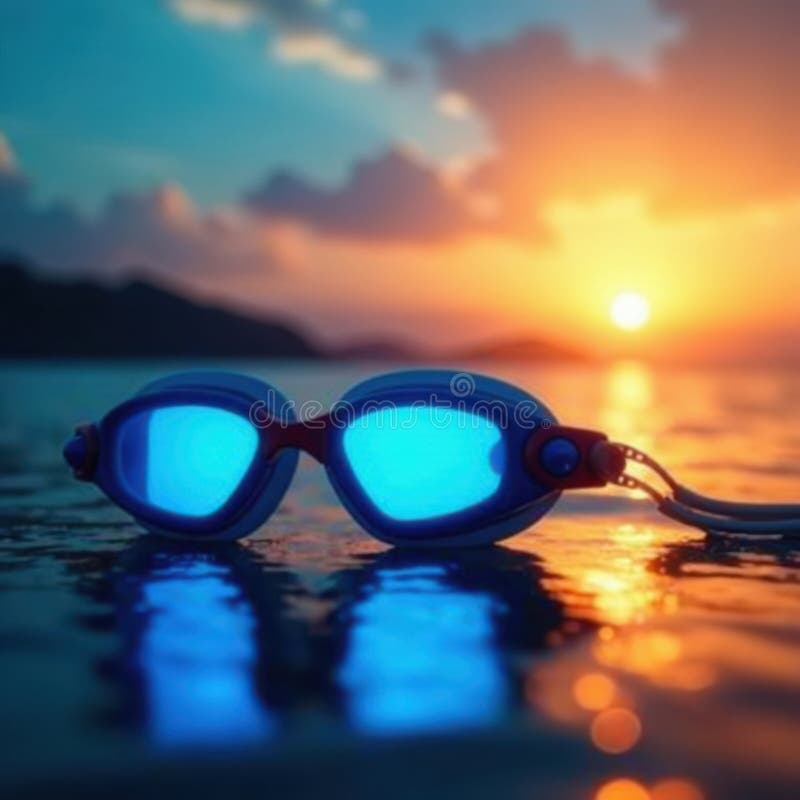 High Tech Blue Swimming Goggles, Streamlined Silhouette, Blue Goggles ...