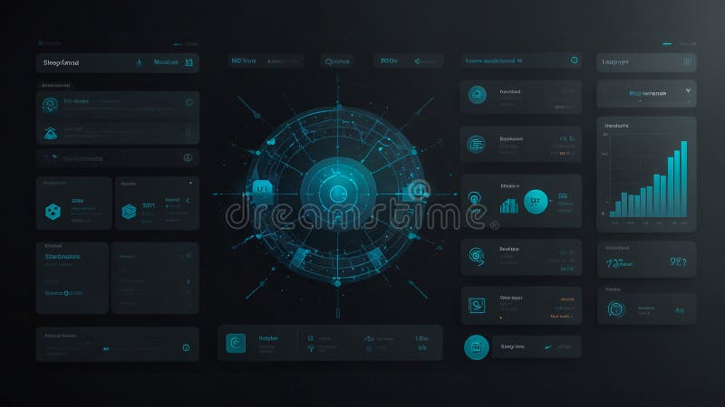 High-Tech Blue User Interface Dashboard Panel Stock Illustration ...