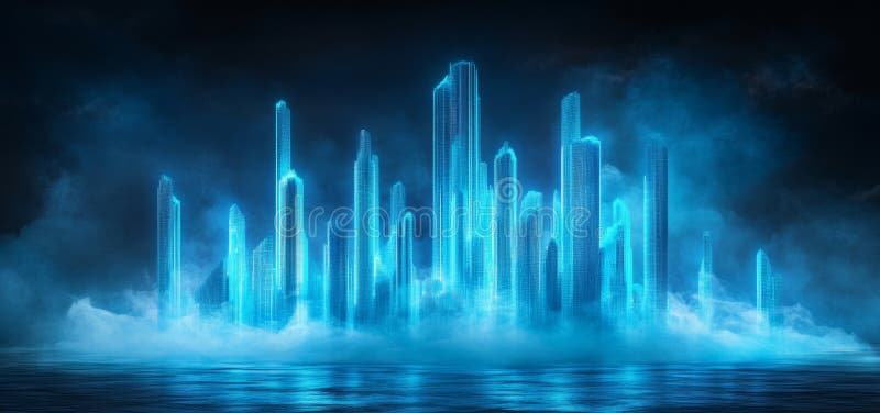 A High-tech Blueprint Visualization of an Isometric Smart City, Where ...