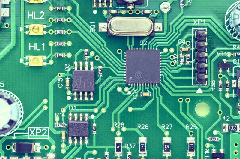 High-tech Board with Electronic Components and Microchips Stock Photo ...